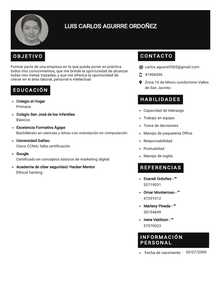 CV C.Aguirre | PDF | Informática