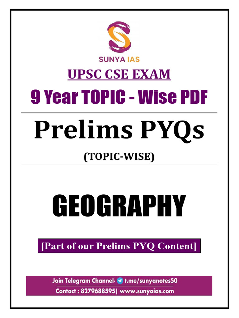 Geography Qp Pyq Topicwise Sunya Ias 2024 Pdf Agriculture Cloud