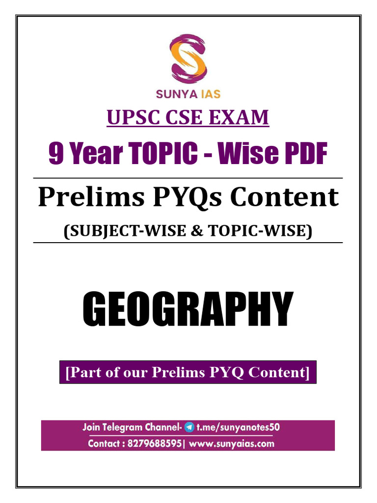 Geography Sol PYQ Topicwise Sunya IAS 2024 | Download Free PDF | Himalayas | Earth Sciences