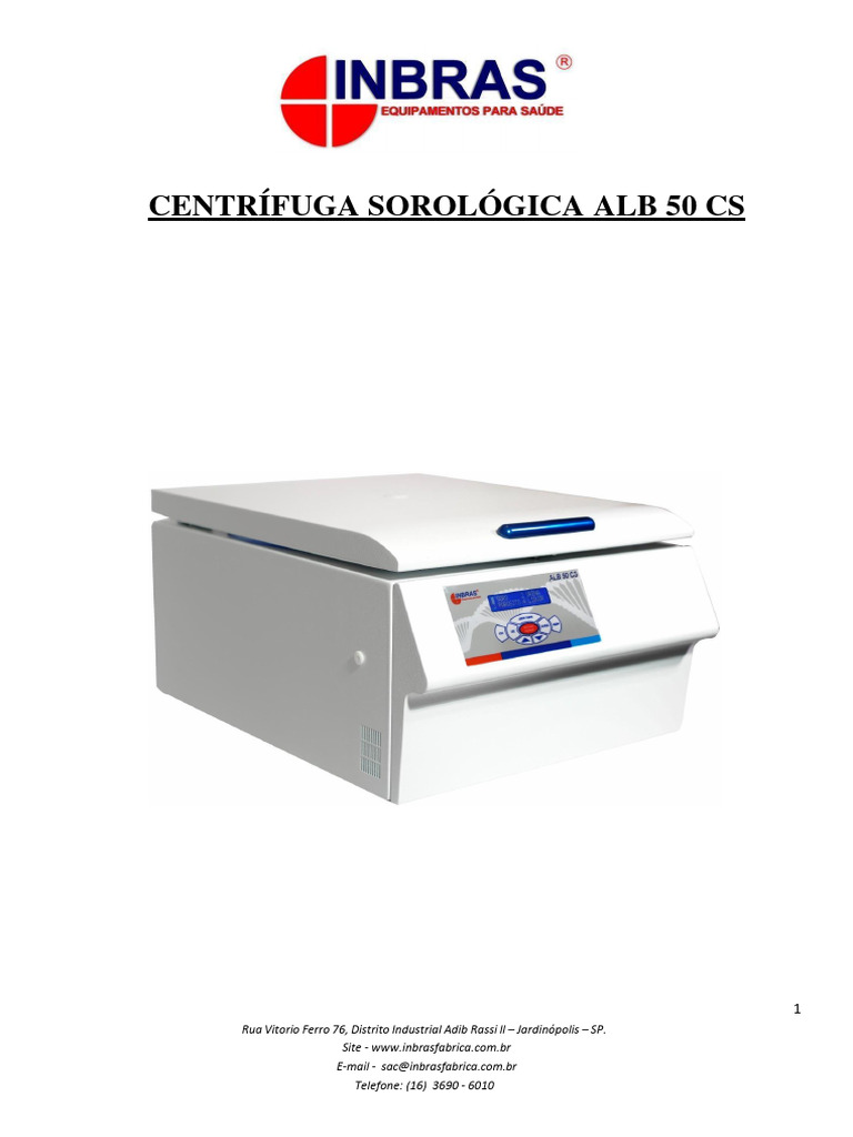 Manual Centrifuga Inbras | PDF | Centrífuga | Embalagem e rotulagem