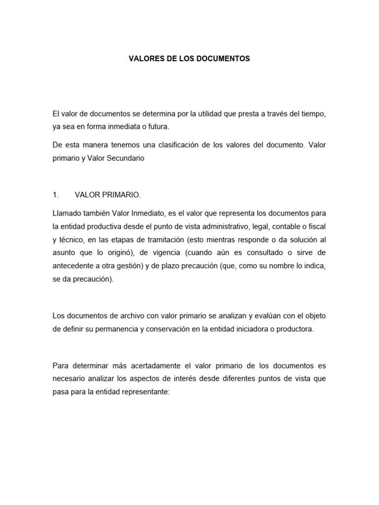 Valores de Los Documentos | PDF | Contabilidad | Business