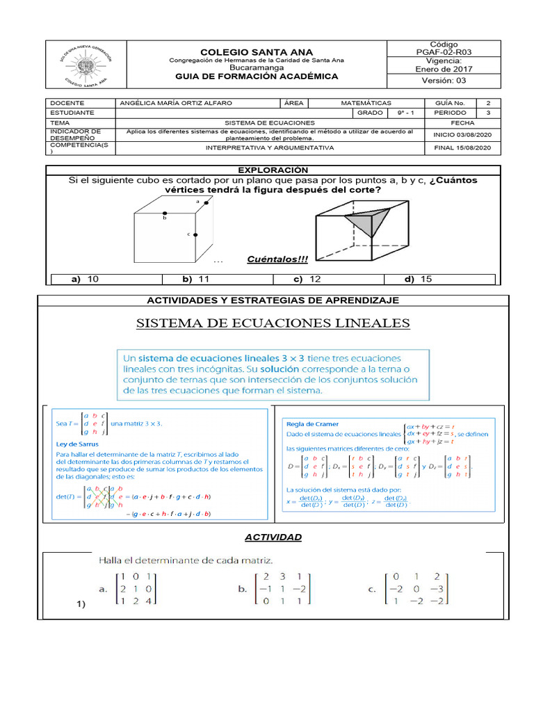 Guía Académica 9° No. 2 - III Periodo | PDF | Ecuaciones | Conceptos ...