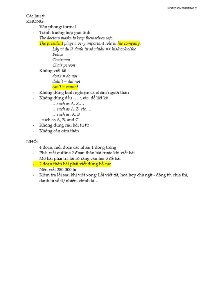 Short Notes On Ielts Writing | PDF