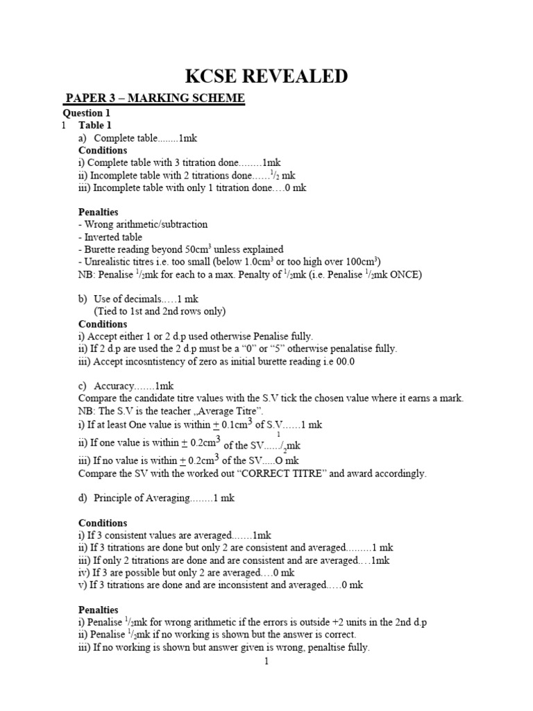 KLM S1 Chem PP3 MS | PDF | Chemistry