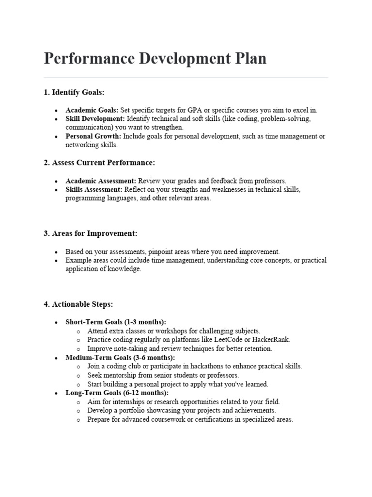 Performance Development Plan | PDF | Mentorship | Computer Programming