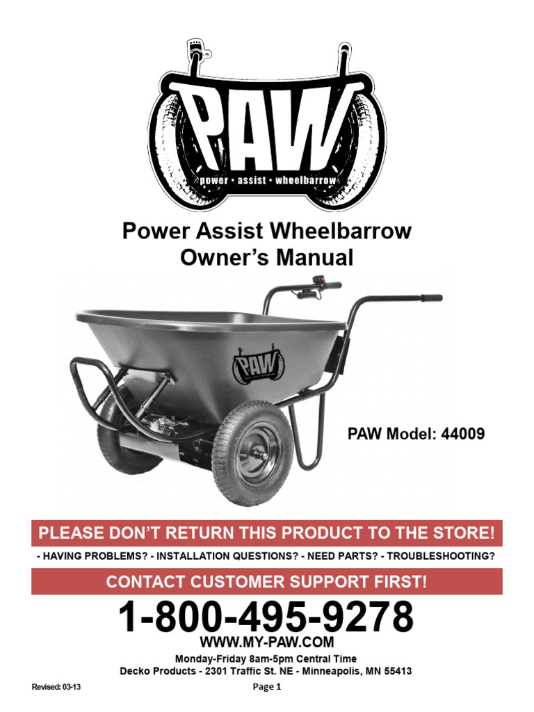Power Assist Wheelbarrow Manual | PDF | Battery Charger | Tire