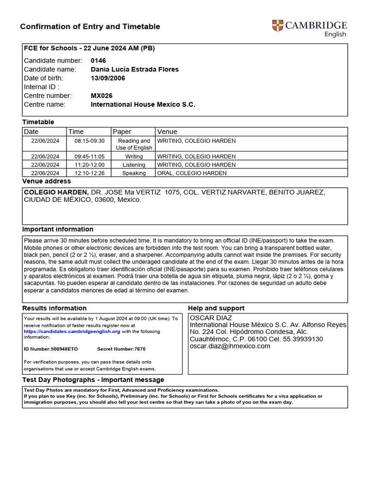 Coe - First For Schools 22.06.24 Colegio Harden (De Colegio Citlalli 3 Candidatos) | PDF ...