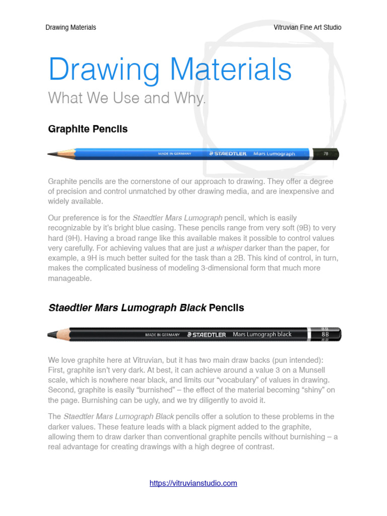 Drawing Materials Guide 2023 | PDF | Pencil | Drawing