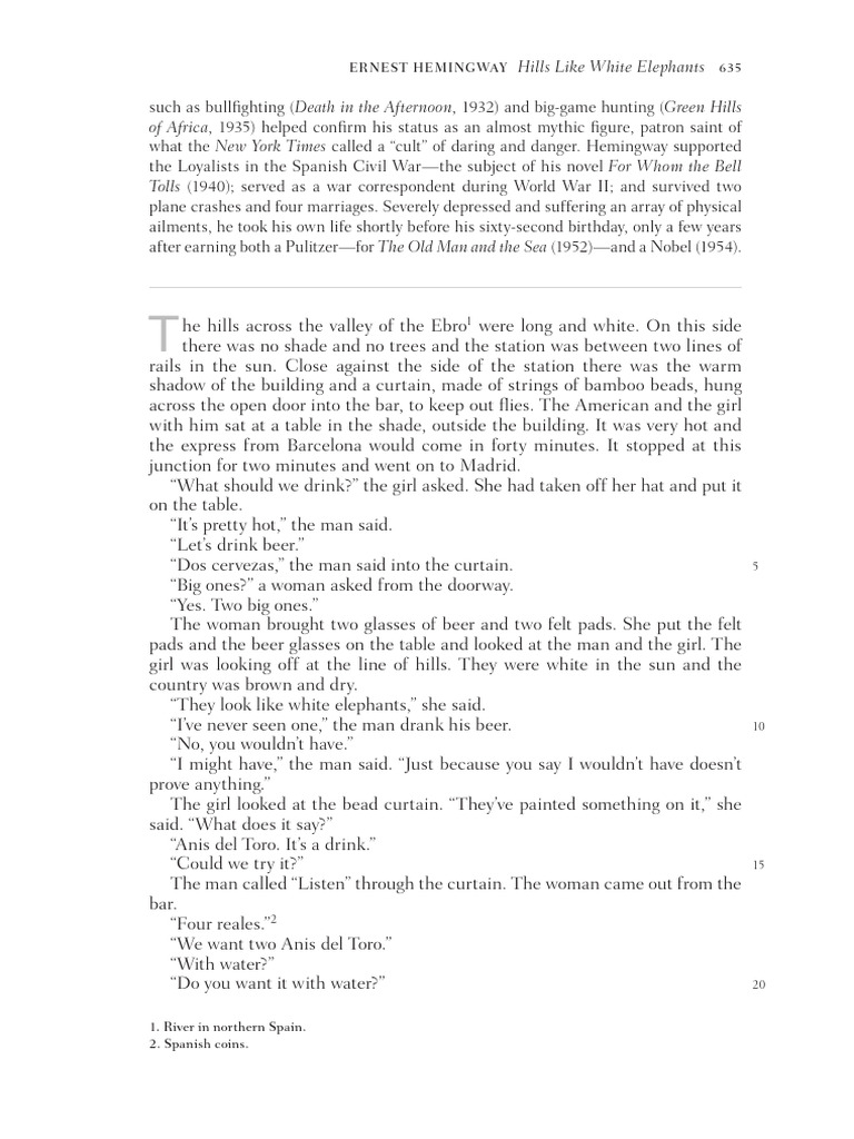 Hills Like White Elephants | PDF