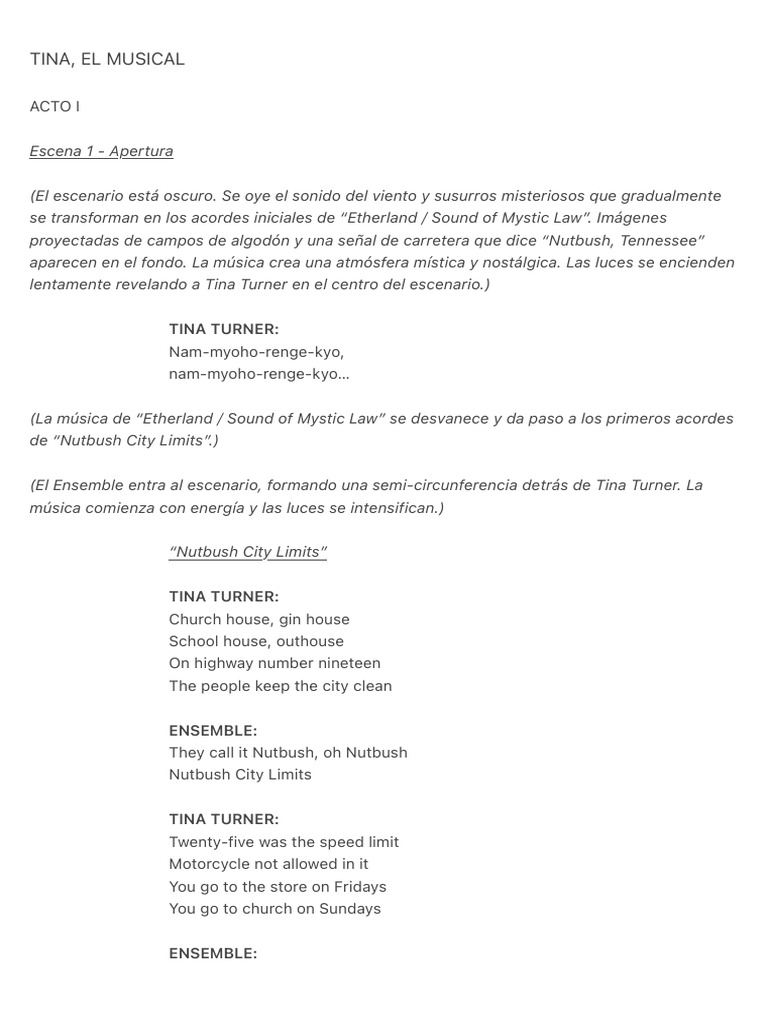 TINA, EL MUSICAL | PDF | Grabación de sonido | Música grabada
