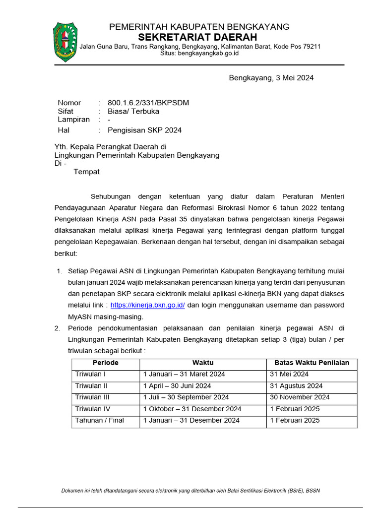 SKP 2024 - TTD Sekda | PDF