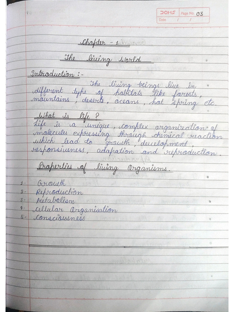 Biology Chapter 1 - The Living World | PDF