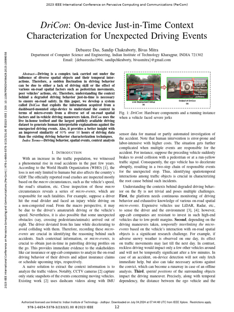 DriCon: Contextual Analysis for Driving Safety | PDF | Traffic ...