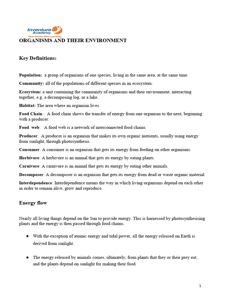 Organisms and Their Environment | PDF | Food Web | Foods