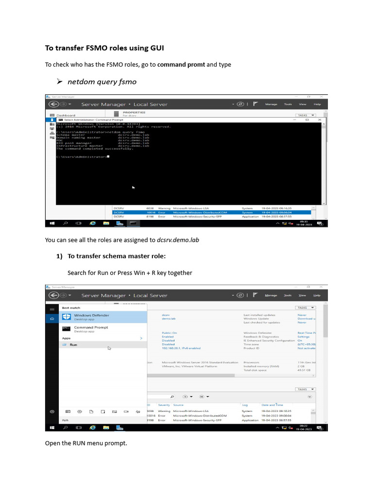 To Transfer FSMO Roles Using GUI | PDF | Computers