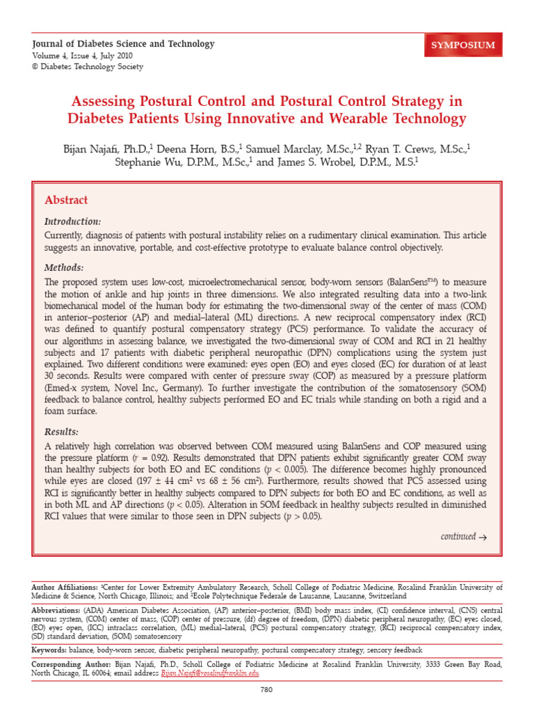 Assessing Postural Control and Postural Control Strategy in Diabetes ...