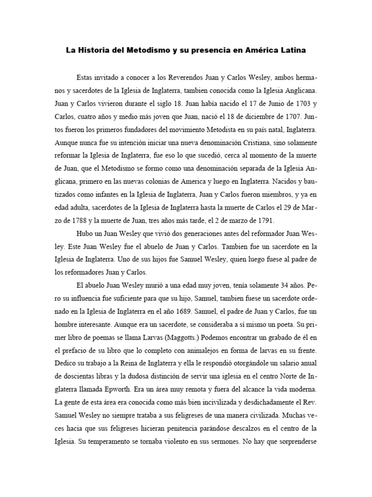 Historia del Metodismo y su presencia en América Latina | PDF ...