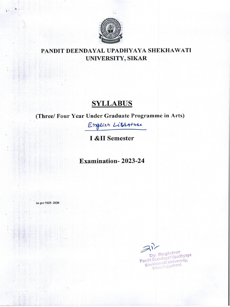 Sylabus Eng. Lit. - 0001 | PDF