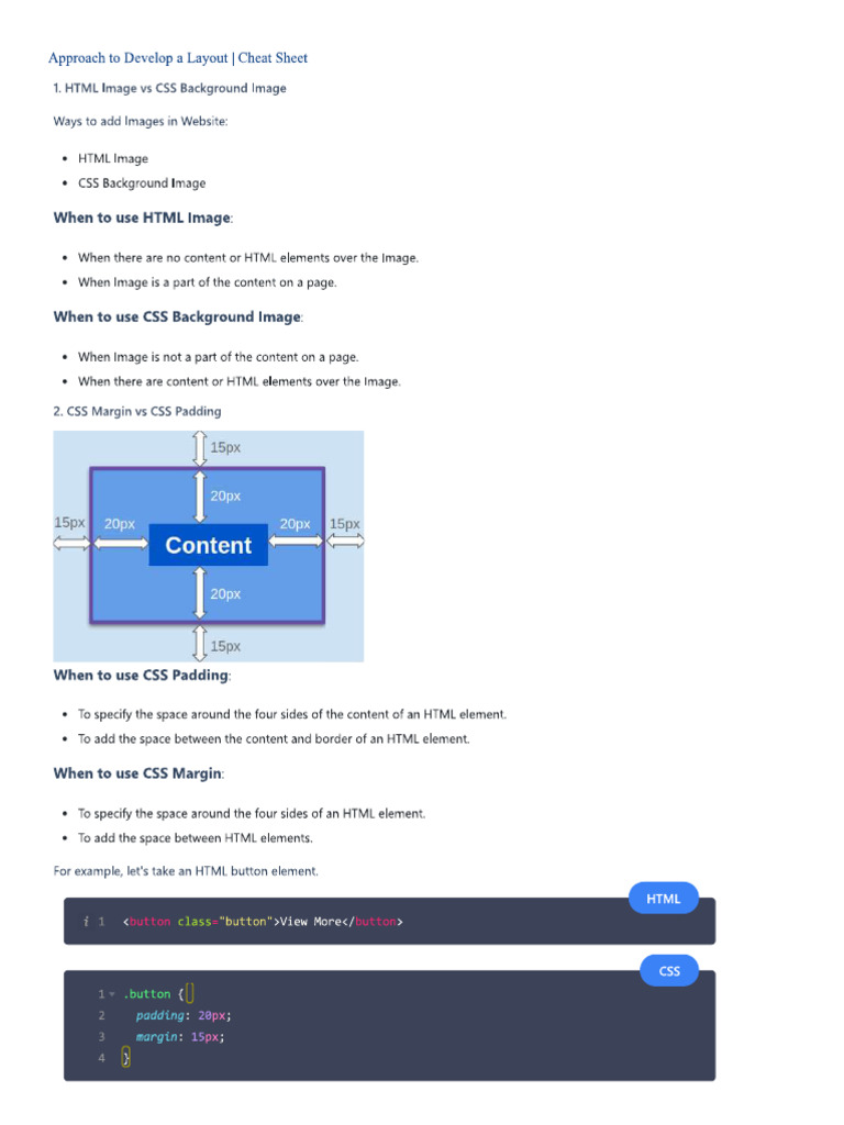 HTML&CSS-10.Approach to Develop a Layout Cheet Sheet | PDF HTML&CSS-10.Approach to Develop a Layout Cheet Sheet | PDF