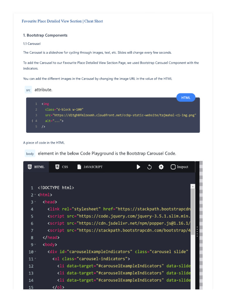 HTML&CSS-11.Favourite Place Detailed View Section Cheet Sheet | PDF