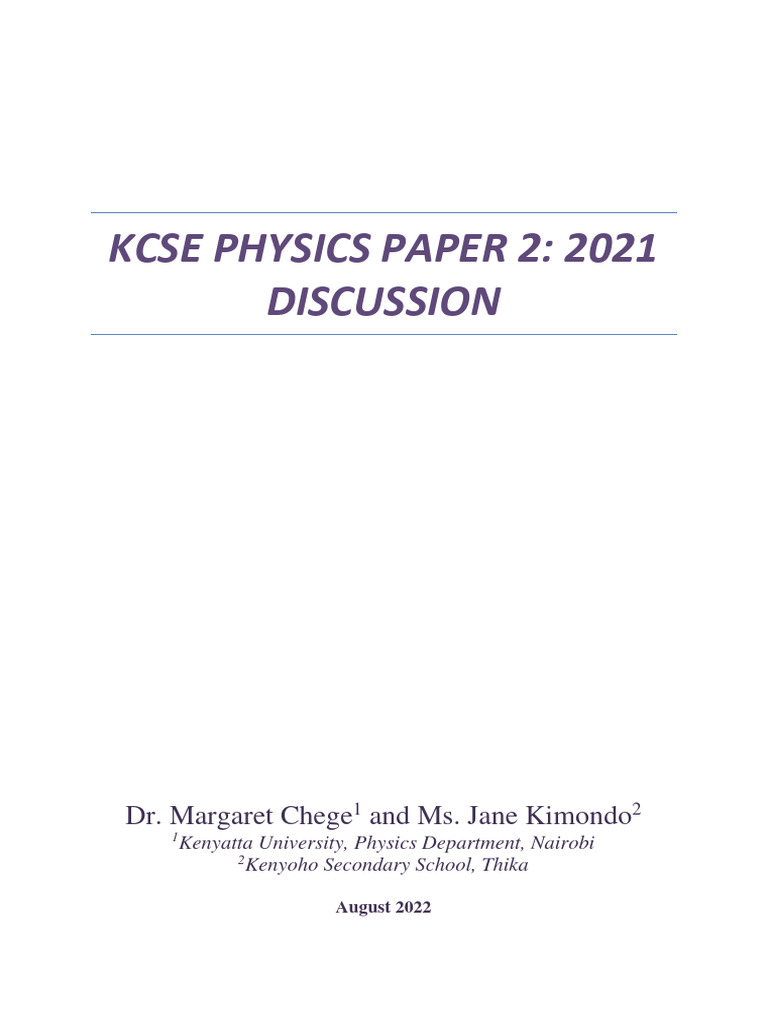 11 - 27112022 - 114020 Kcse Physics Paper 2 - 2021 | PDF | Waves ...