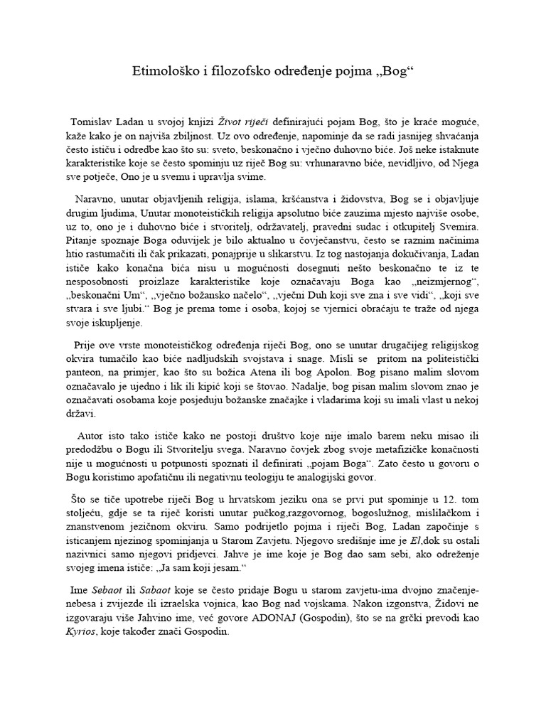 Etimologija Riječi Bog | PDF