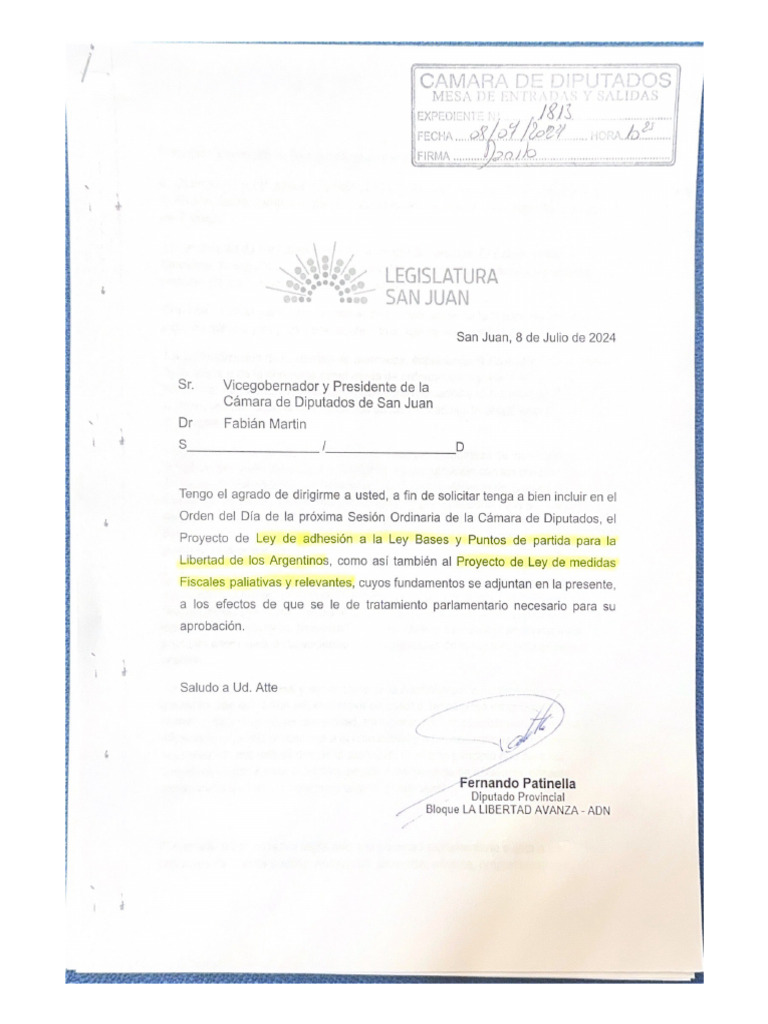 Proyecto De Adhesión A La Ley Bases Y Paquete Fiscal Pdf