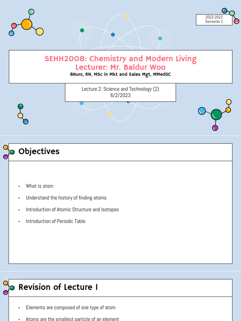 Lecture 2 Science and Technology 2 | PDF | Radioactive Decay | Atoms
