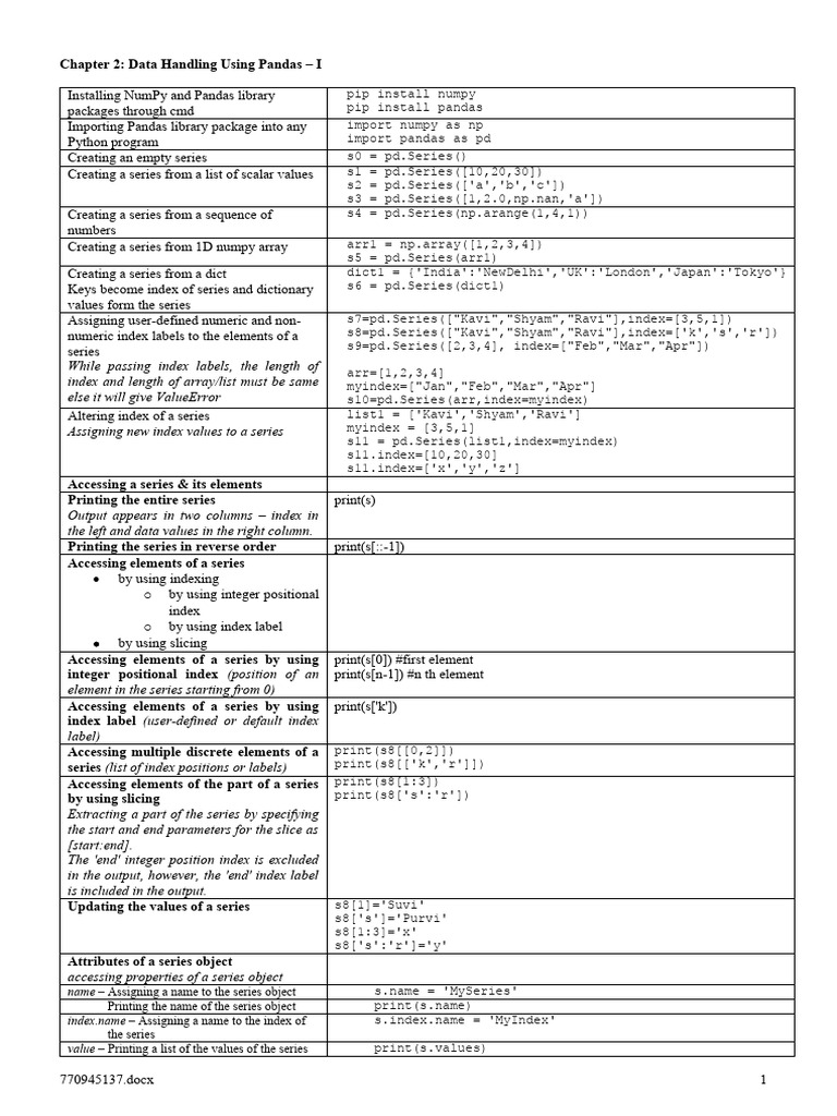 Pandas Basics: Series and DataFrame Operations | PDF | Variance | Comma ...