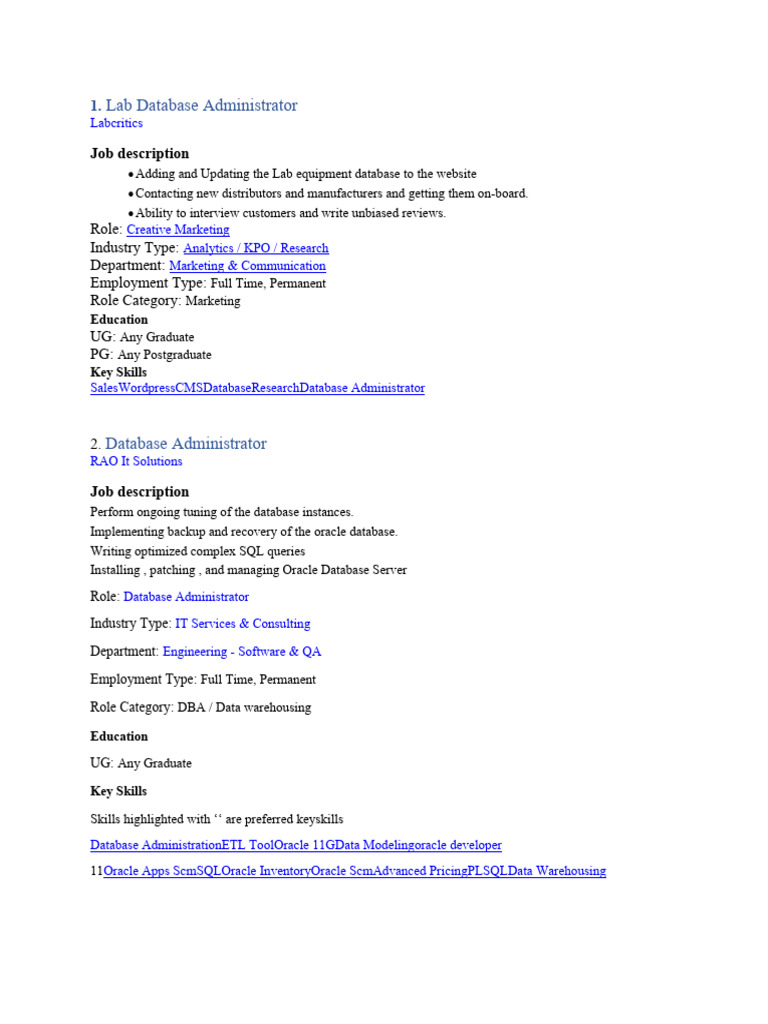 Database Administrator | Download Free PDF | Databases | Quality Assurance