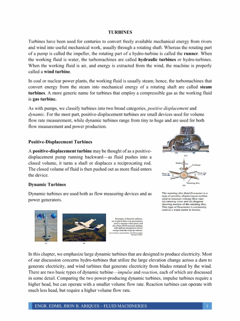 Scanned Copy Introduction To Turbines and Hydraulic Turbines | PDF