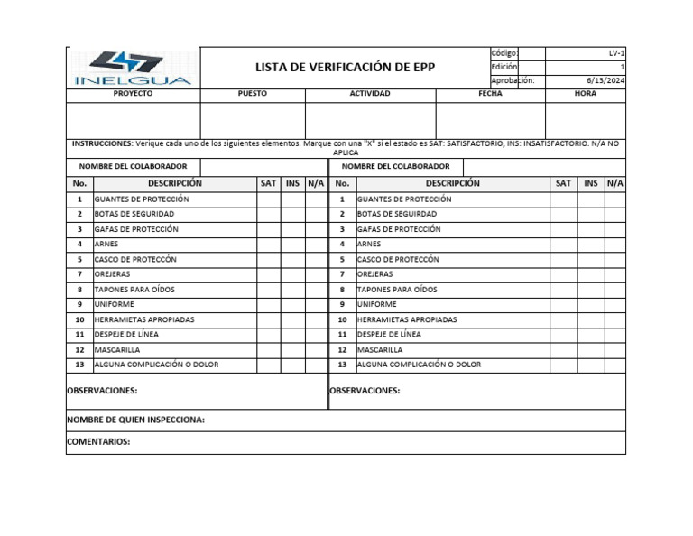 Inspeccion Epp 2024 | PDF