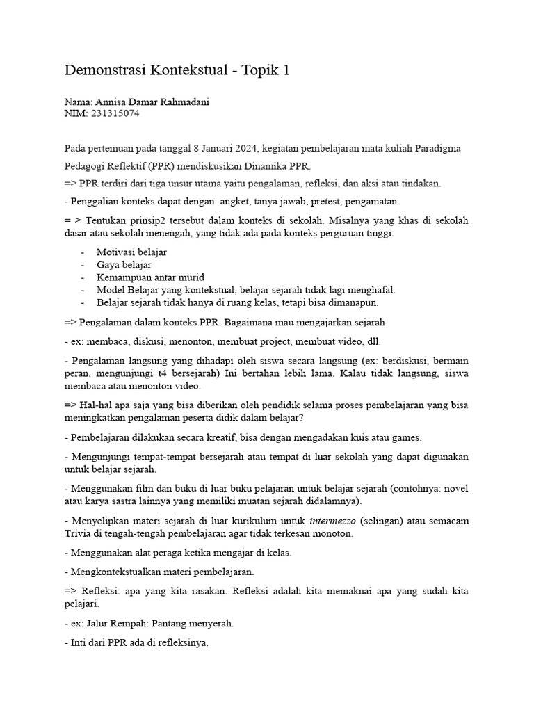 Demonstrasi Kontekstual Topik 1 | PDF | Karier & Perkembangan | Seni & Disiplin Bahasa
