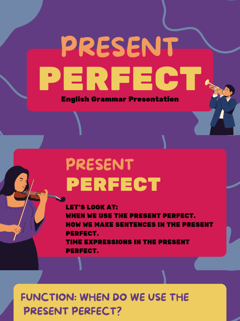 English Present Perfect Education Presentation in Colorful Illustrative ...