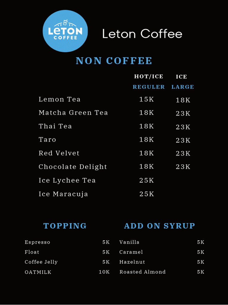 Menu Leton | PDF | Drink | Coffee