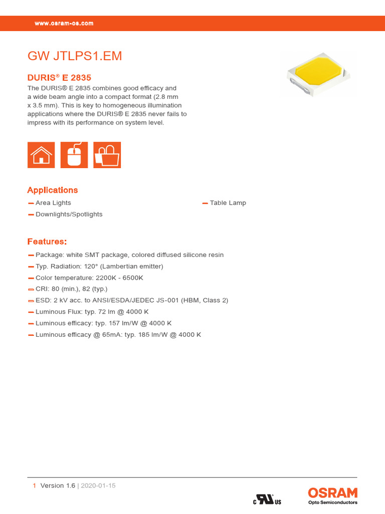 Osram Led SMD Chip Datasheet | PDF | Lighting | Electromagnetic Radiation