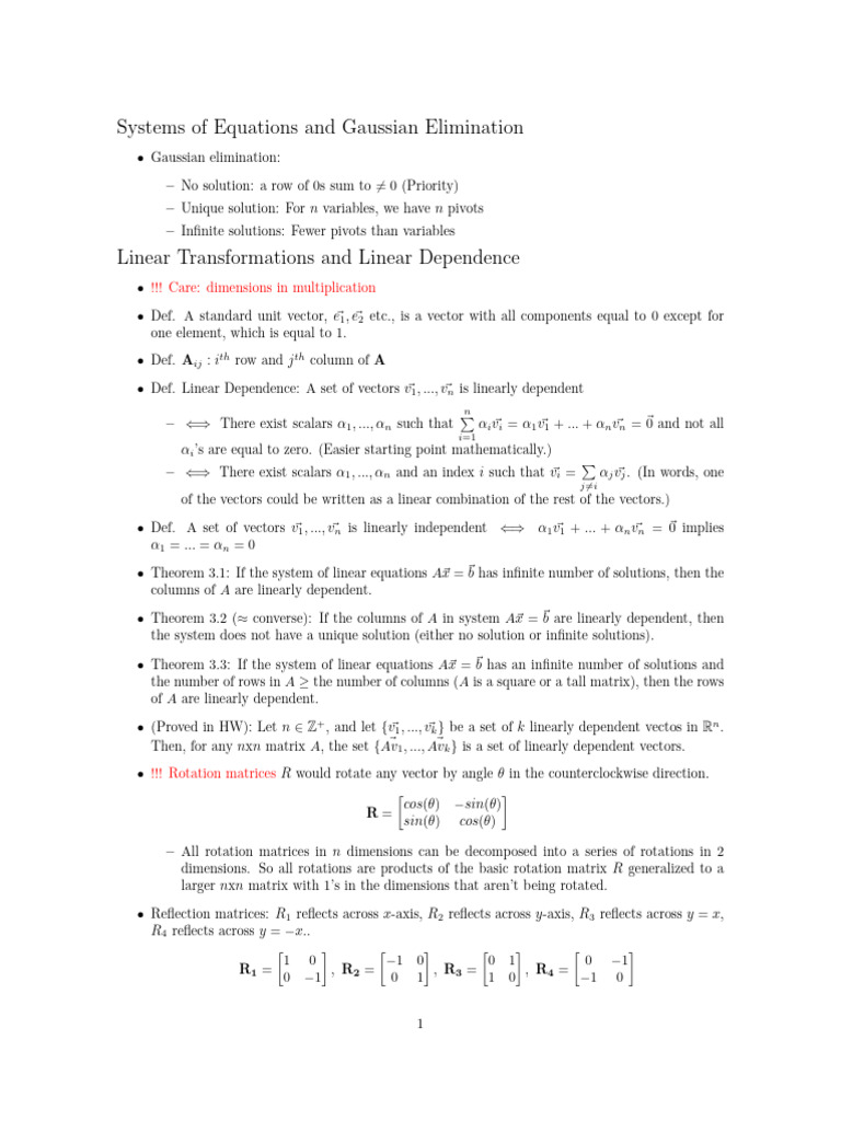 Cheat Sheet | PDF | Eigenvalues And Eigenvectors | Matrix (Mathematics)