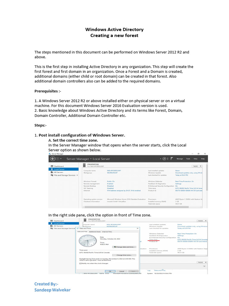 Create New Active Directory Forest | PDF | Active Directory | Ip Address