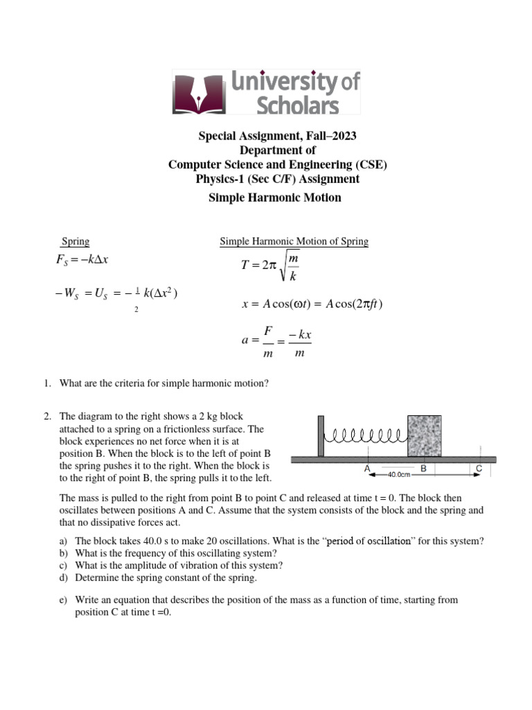 Phy-1(C) Assignment | Download Free PDF | Oscillation | Mechanics