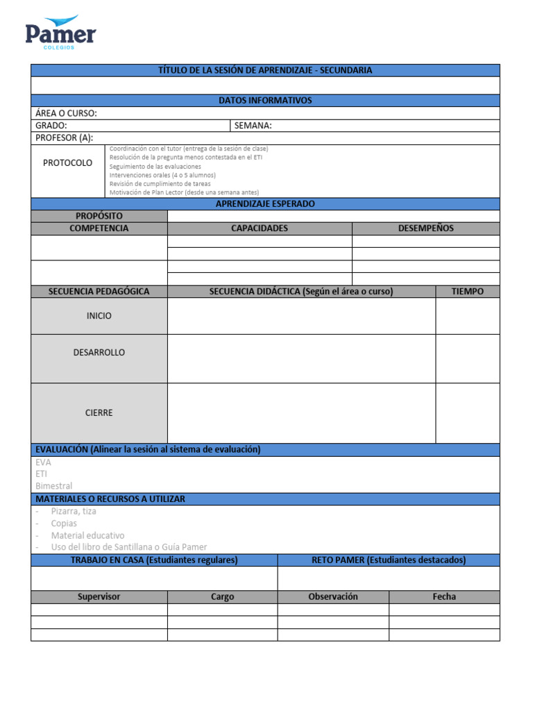Modelo de Sesión de Aprendizaje - SEC | PDF
