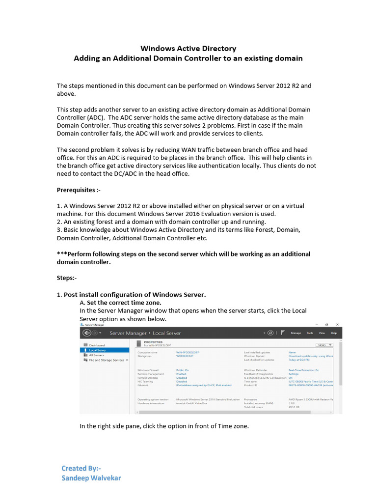 Windows Active Directory-Create An ADC in A Domain | PDF | Active Directory | Ip Address