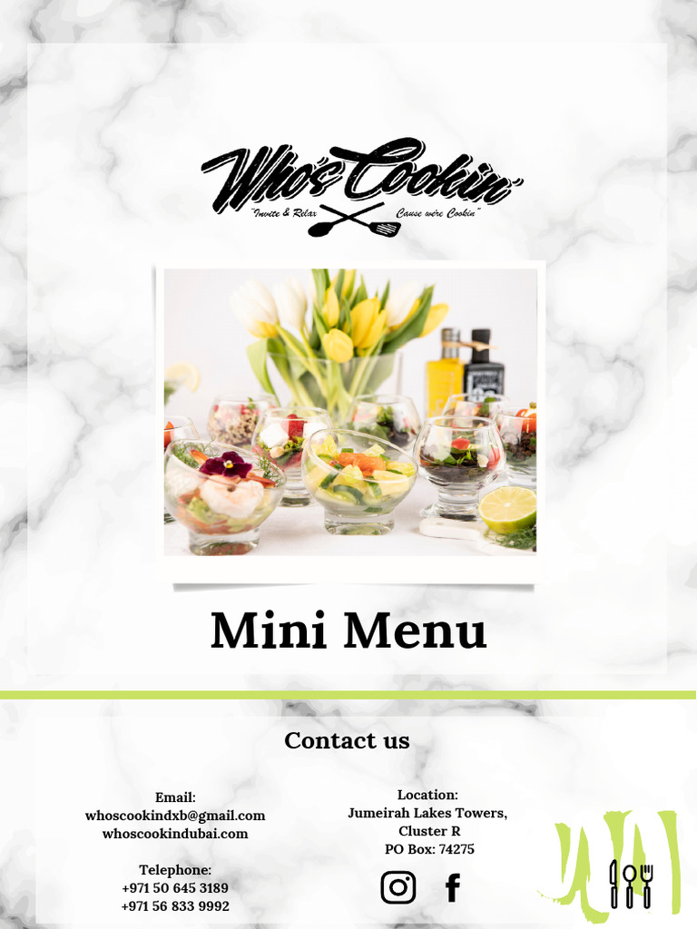 2021 Whos Cookin Mini Menu A4 No Price | PDF | Salad | Cheesecake