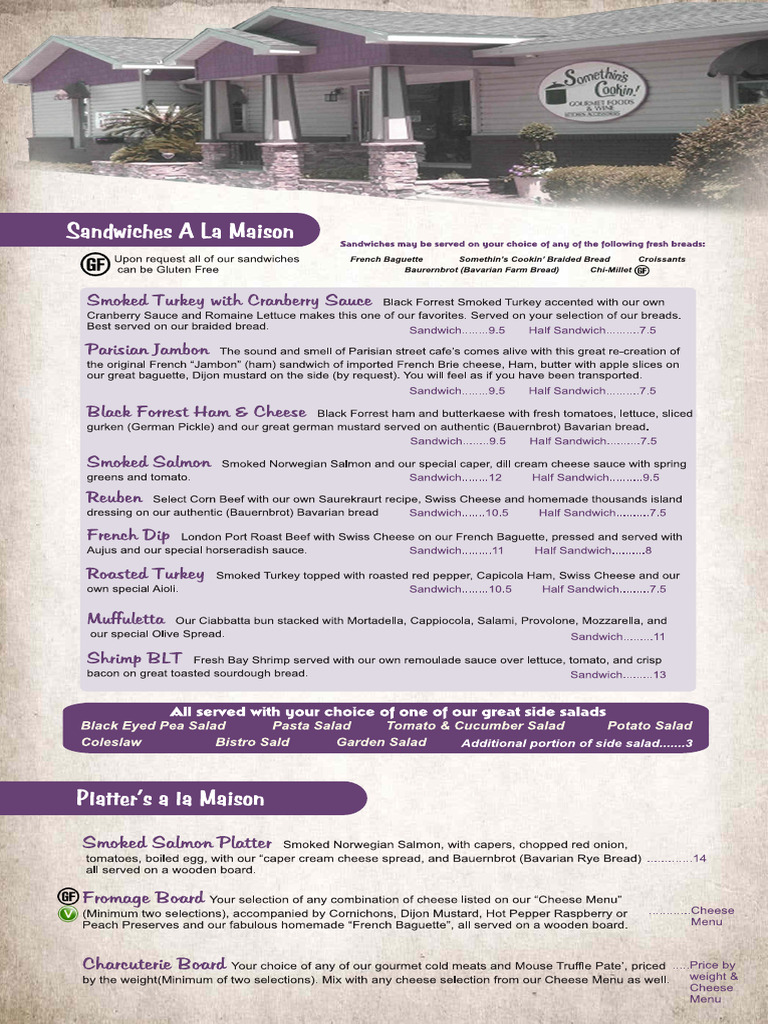 Somethins Cookin Menu 2015 | PDF