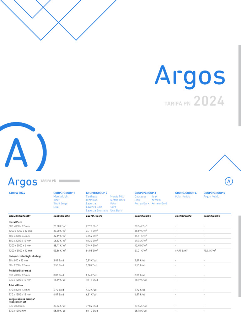 Tarifa Argos 2024 PN Gris | PDF