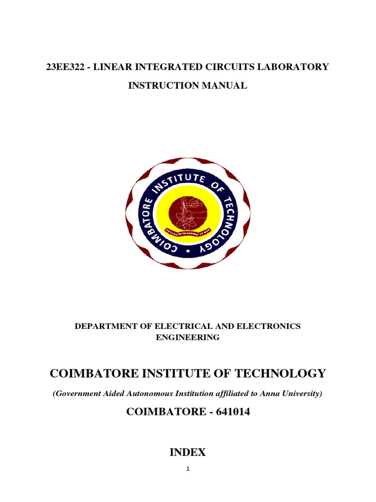 23EE322 LIC Lab Manual Cycle 1 | PDF | Operational Amplifier | Amplifier