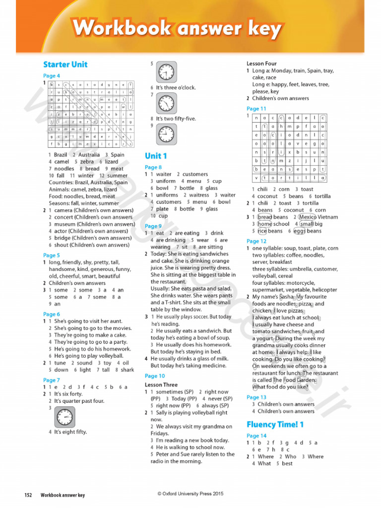 Ame-FaF 4 Workbook Answer Key | PDF