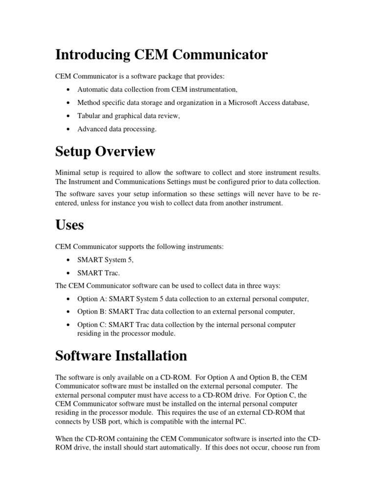 CEM Communicator Software Manual | PDF | Databases | Personal Computers