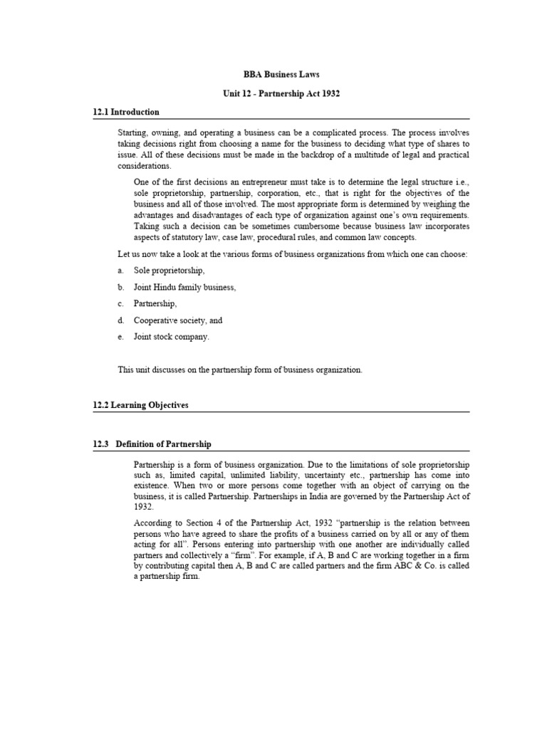 Business Law - Partnership | PDF | Partnership | Law Of Agency