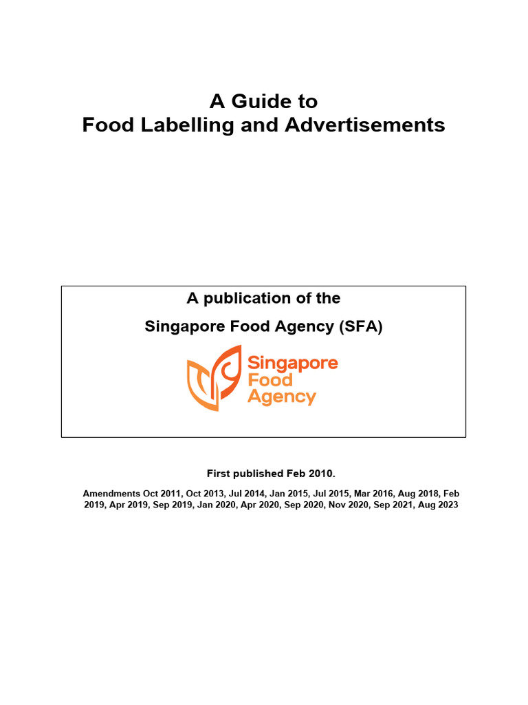 Open A Guide To Food Labelling and Advertisements (SFA Aug 2023) 3 ...