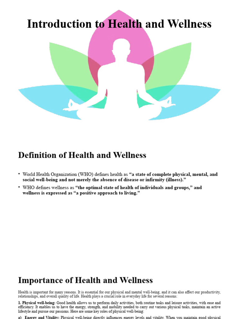 Introduction To Health And Wellness Pdf Mental Health Preventive